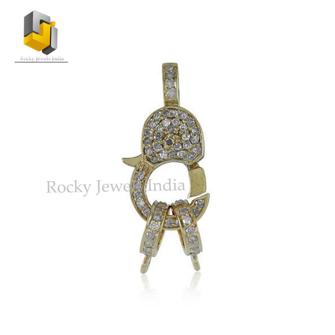 14k Gold 925 Sterling Silver Pave Setting Natural Diamond Beautiful ...