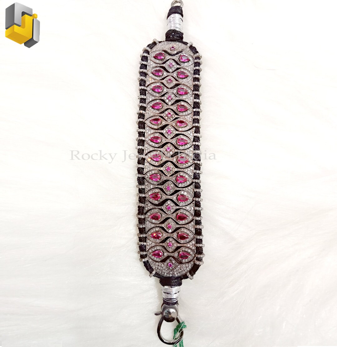 Precious Natural Ruby Pear Shape Gemstone Bracelet 925 Sterling Silver ...