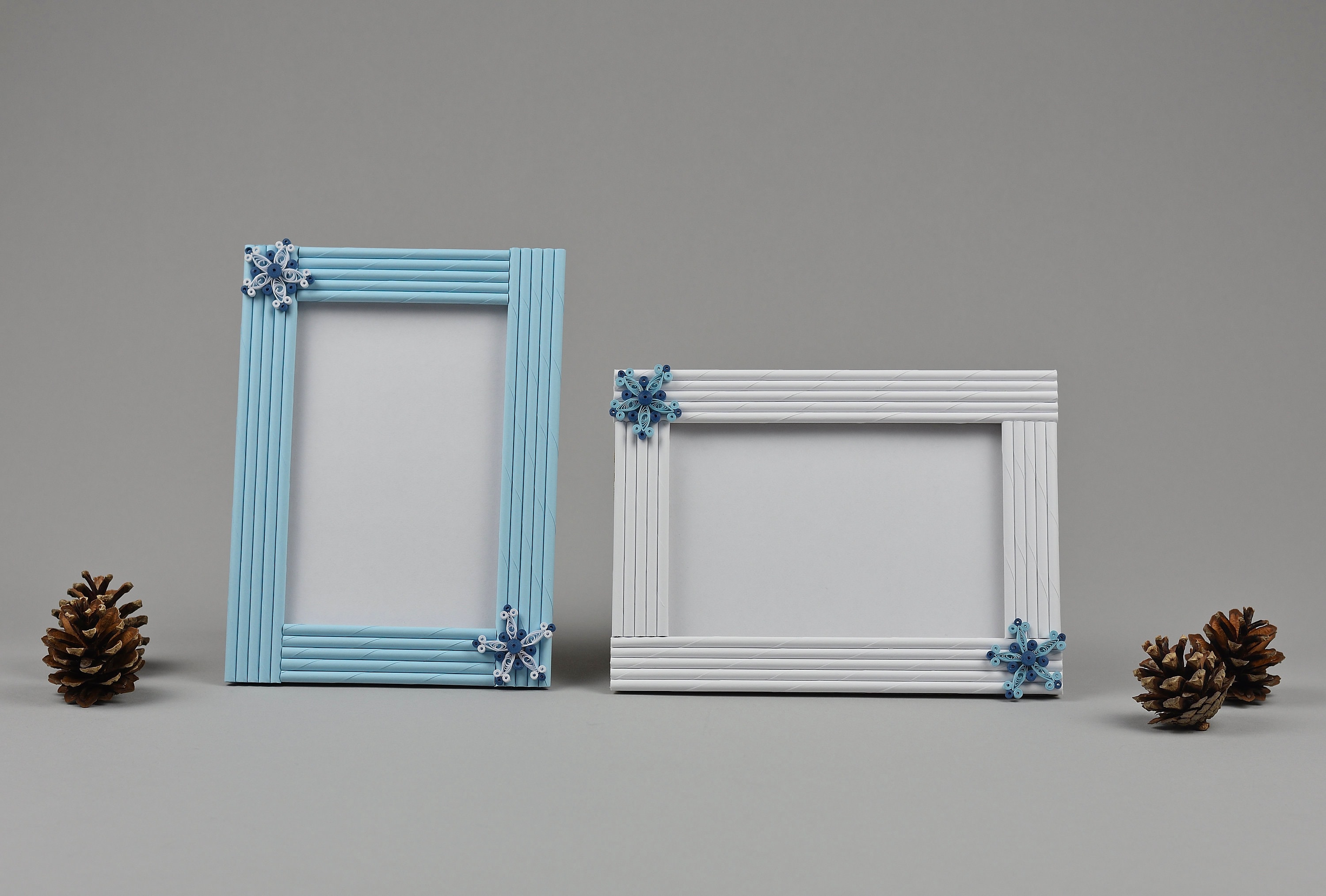 Winter Photo Frame With Snowflakes Recycled Pastel Copy Paper Photo ...