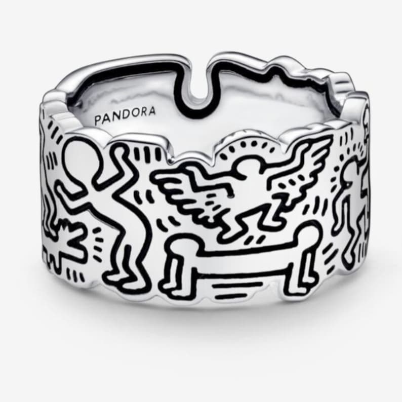 Keith Haring™ X Pandora Line Art Love & People Wide - Etsy UK