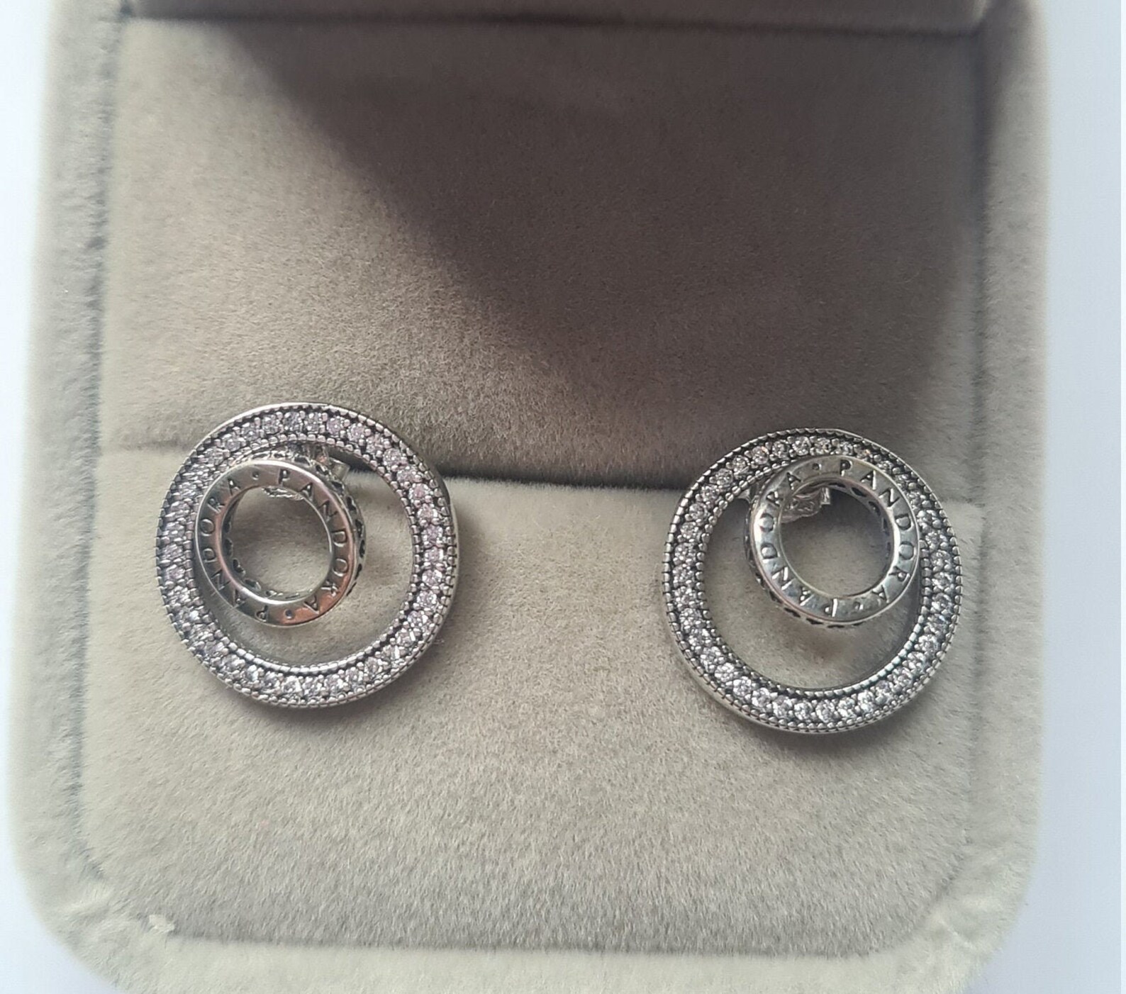 Pandora S925 ALE Sparkling Pandora Logo Stud Earrings for | Etsy