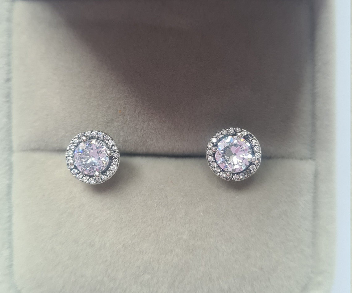 Pandora S925 ALE Sparkling Pandora Logo Stud Earrings for | Etsy