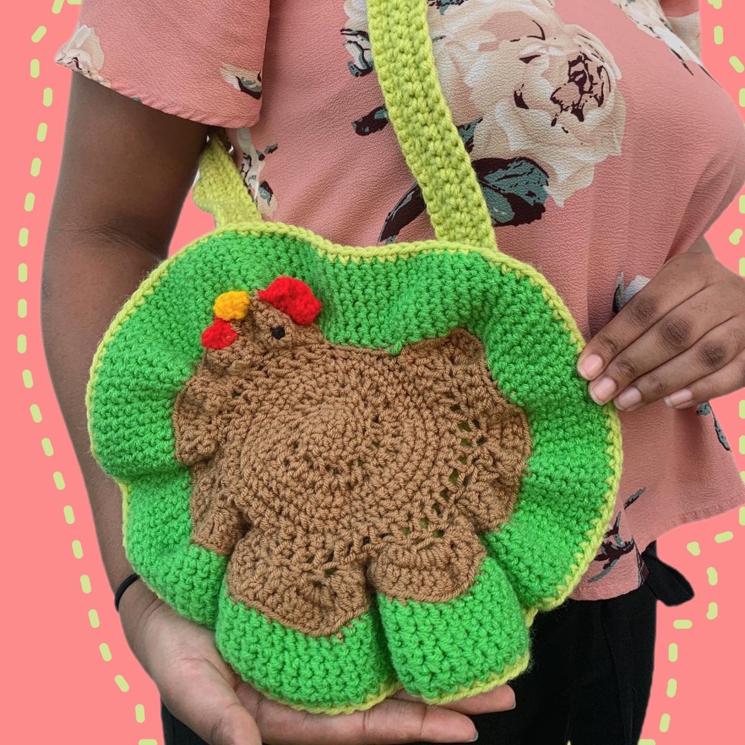 Crochet Chicken Purse, Cottagecore, Crochet Purse, Crochet Bag, Crochet ...