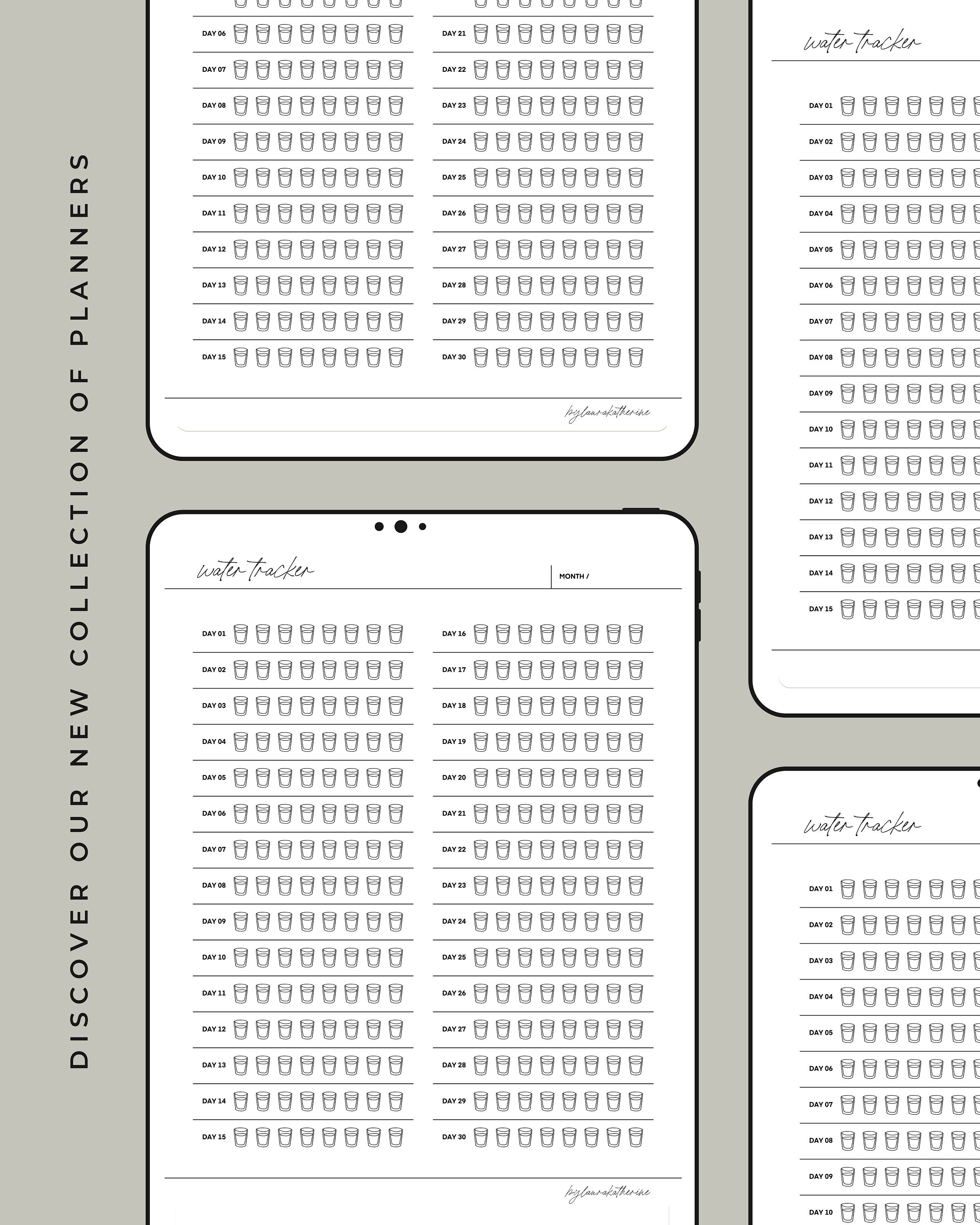 30 Days Water Tracker Printable | Water Challenge and Tracking Planner ...