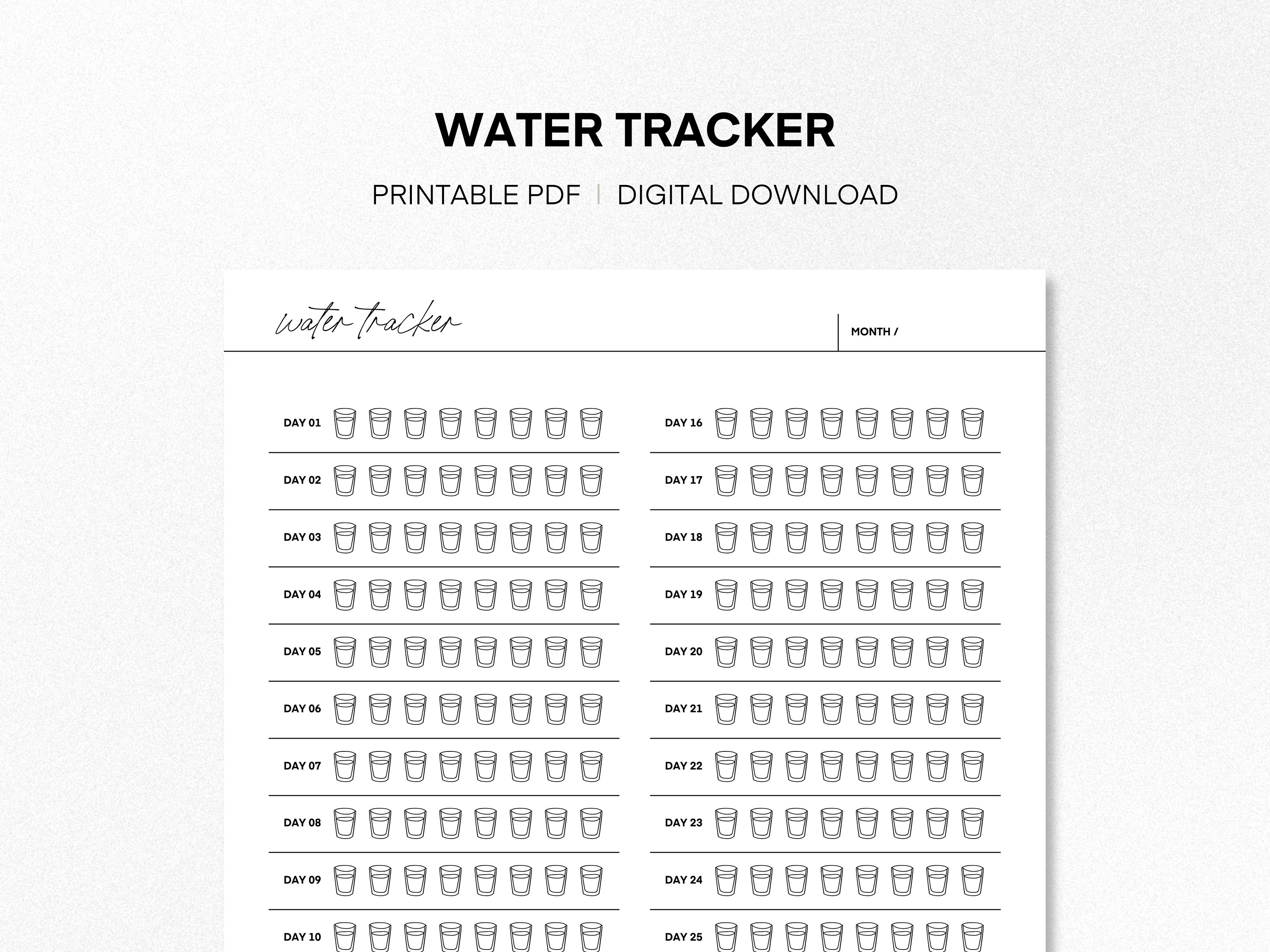 30 Days Water Tracker Printable | Water Challenge and Tracking Planner ...