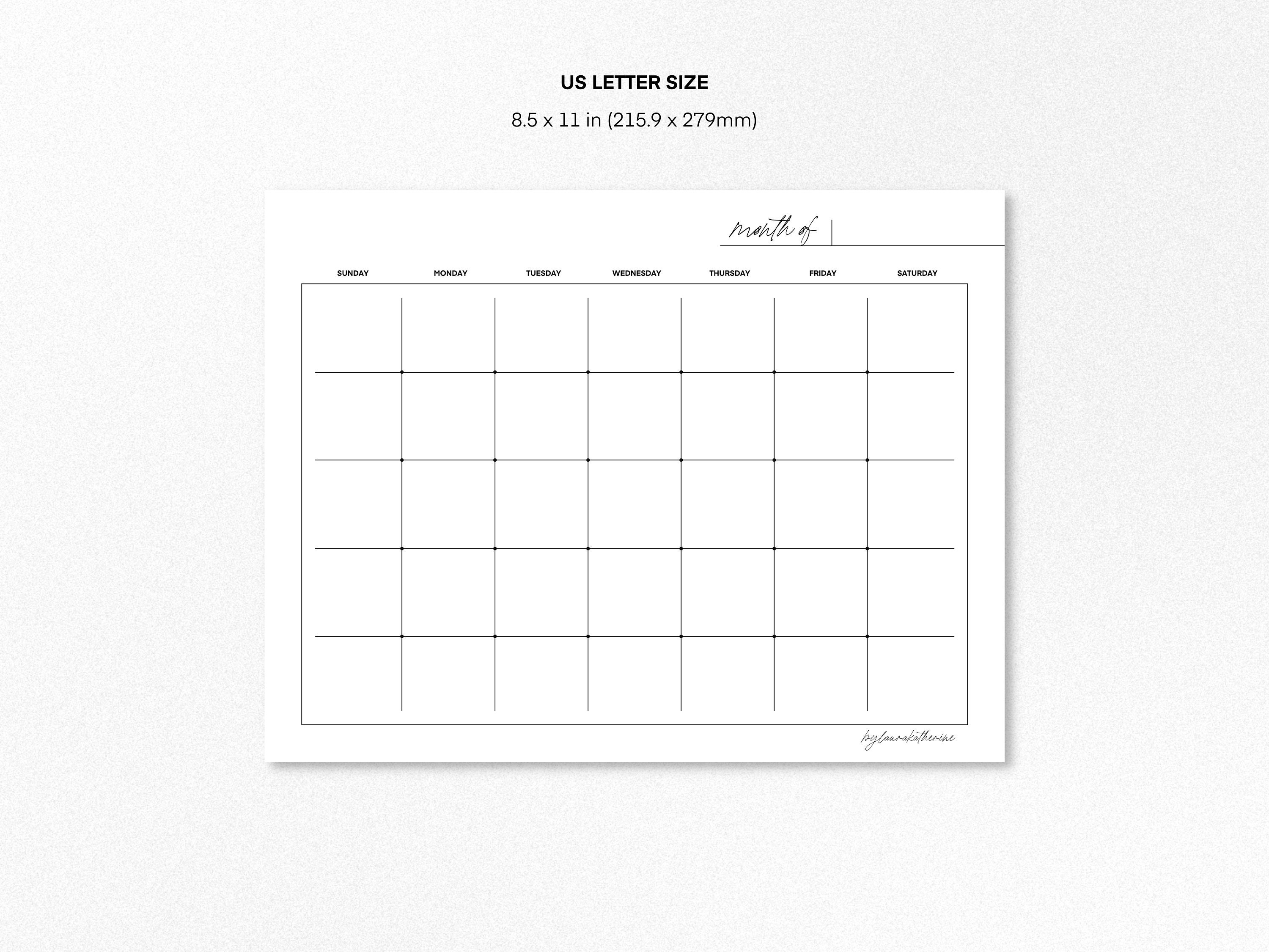Monthly Planner Printable, Monthly Calendar, Undated Planner, Monthly ...