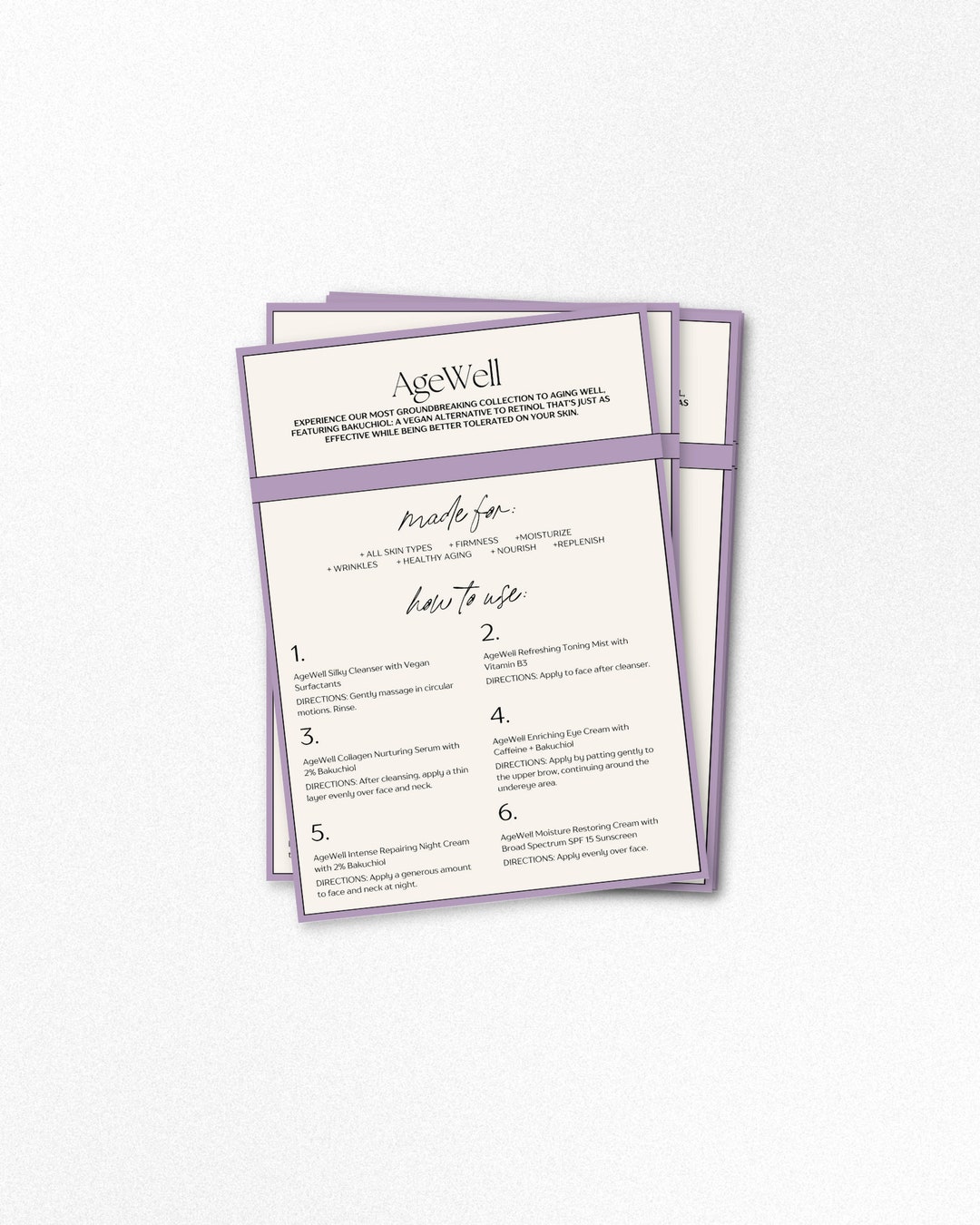 NEW Arbonne Agewell Regimen Tip Card Download Print 5x7 How to Use ...