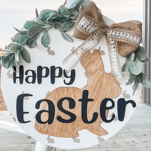 Easter Bunny Door Hanger, Front Door Sign, Outdoor Spring Sign, Easter ...