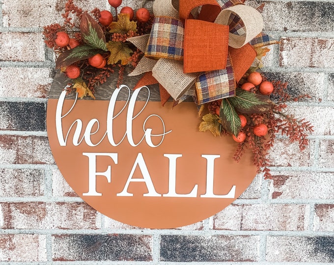 Hello Fall Door Hanger Fall Porch Decor Autumn Door Decor - Etsy