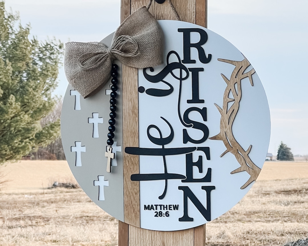 He is Risen Door Hanger, Easter Door Sign, Christian Easter Decoration ...