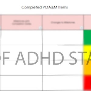 ADHD POA&M. an Excel Spreadsheet to Identify Habits You'd Like to ...