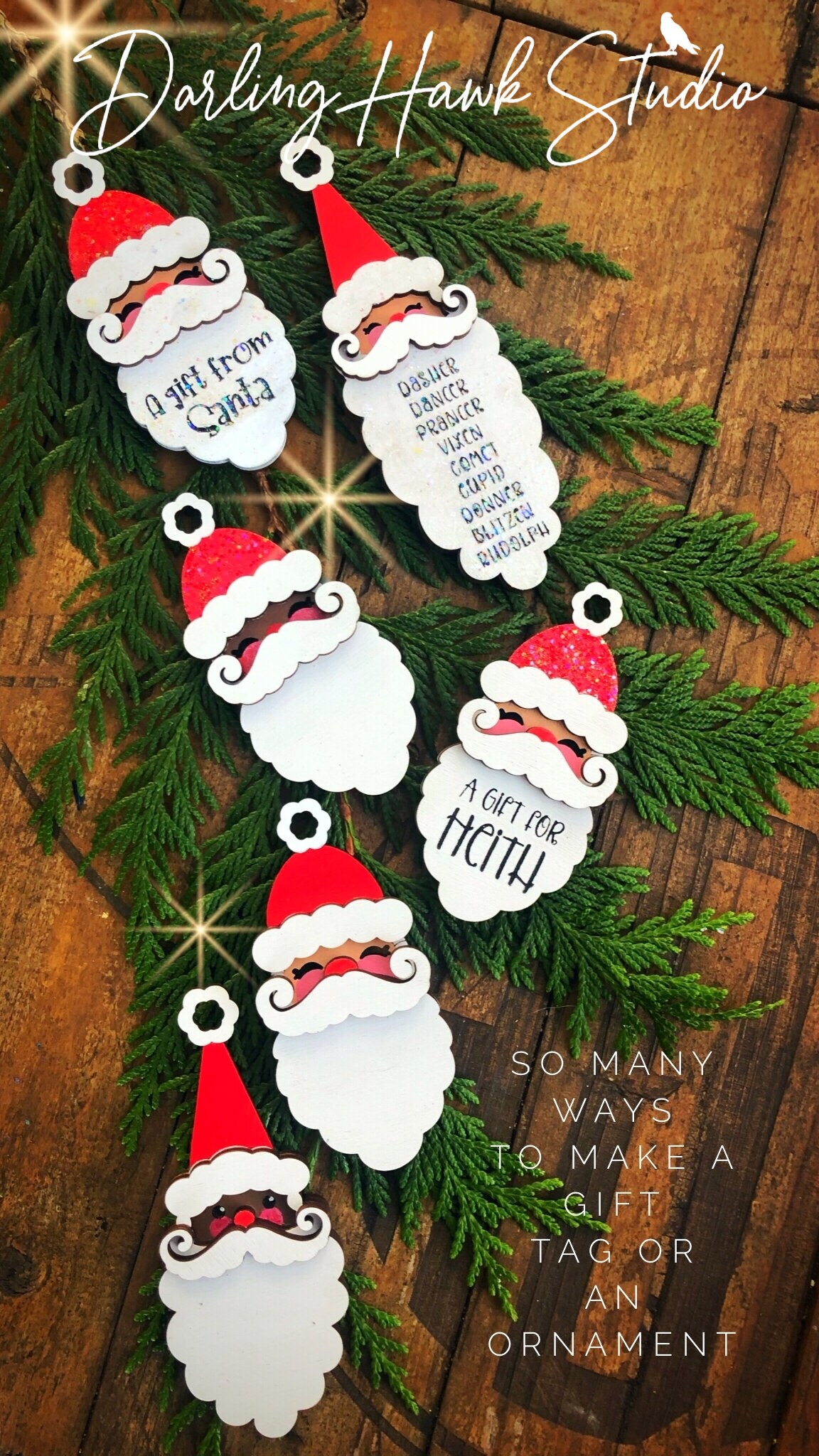 Santa Laser SVG Ornament or Gift Tag for Glowforge Laser Cut | Etsy