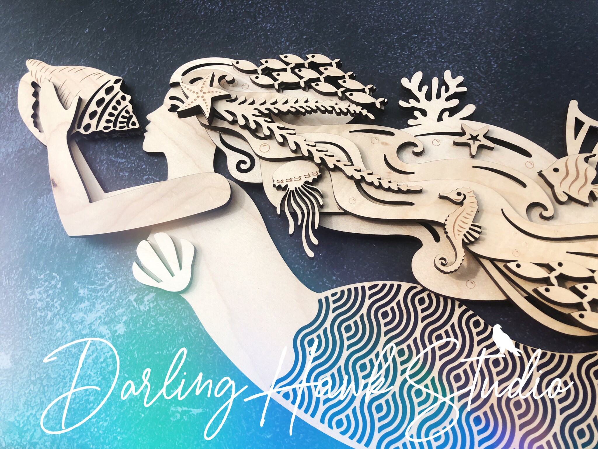 3D Mermaid Layered Glowforge Laser Cut File-digital Instant | Etsy