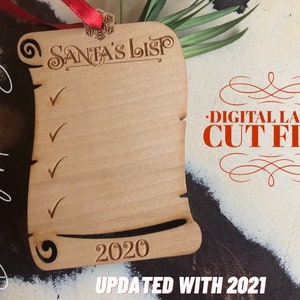 Santa's List Personalized Scroll Ornament SVG Laser Cut File Ornament ...