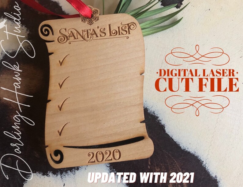 Santa's List Personalized Scroll Ornament SVG Laser Cut File Ornament ...