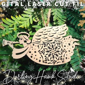 Snowflake Angel Digital Laser Cut Design Christmas Ornament SVG Angel ...