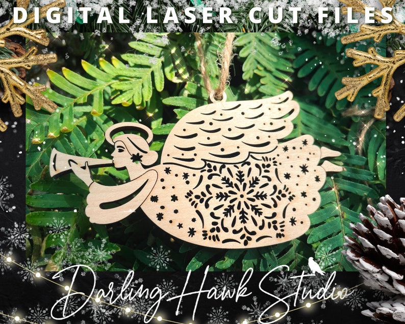 Snowflake Angel Digital Laser Cut Design Christmas Ornament SVG Angel ...