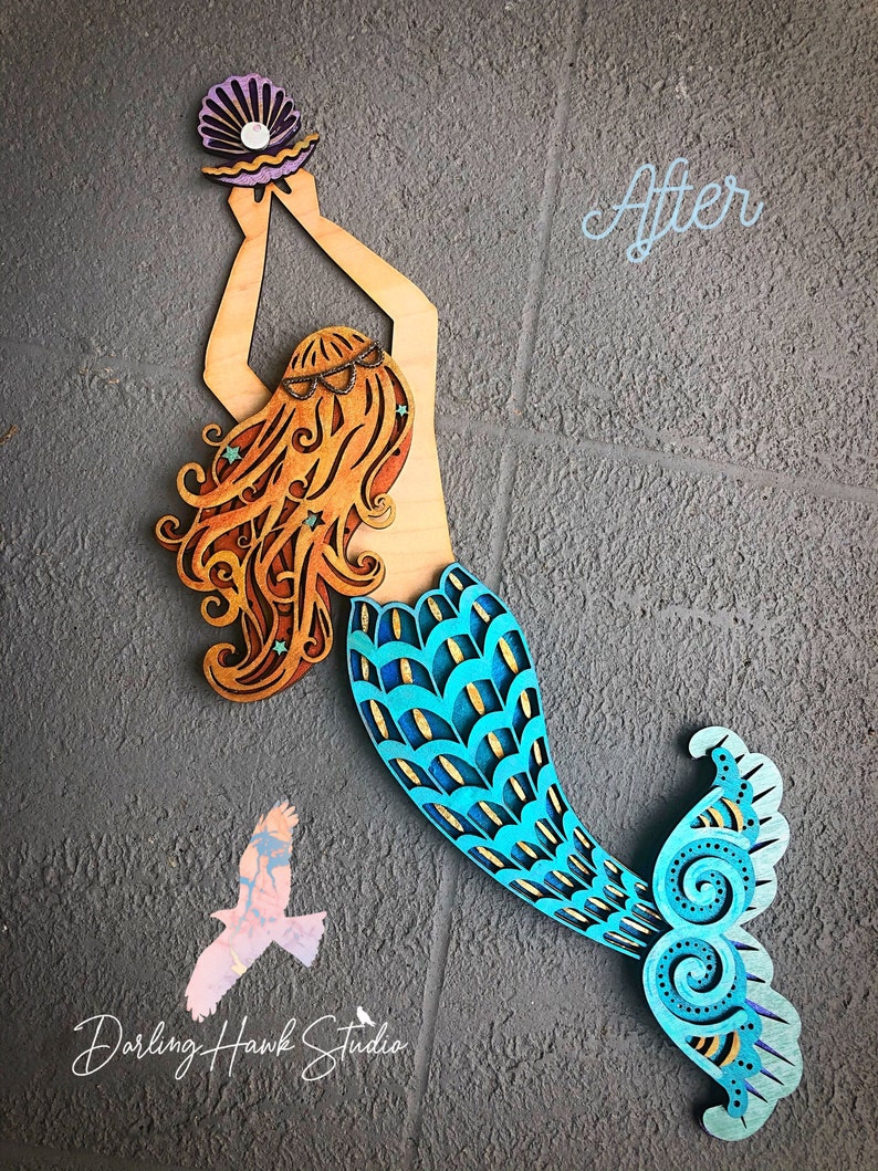 Mermaid 3D Layered Laser Cut File SVG Glowforge Cut File - Etsy