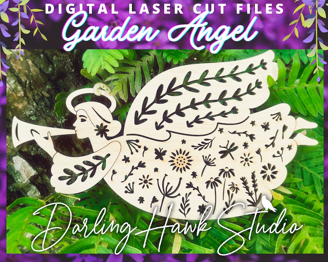 Garden Angel Digital Laser Cut File Ornament for Glowforge and C02 ...