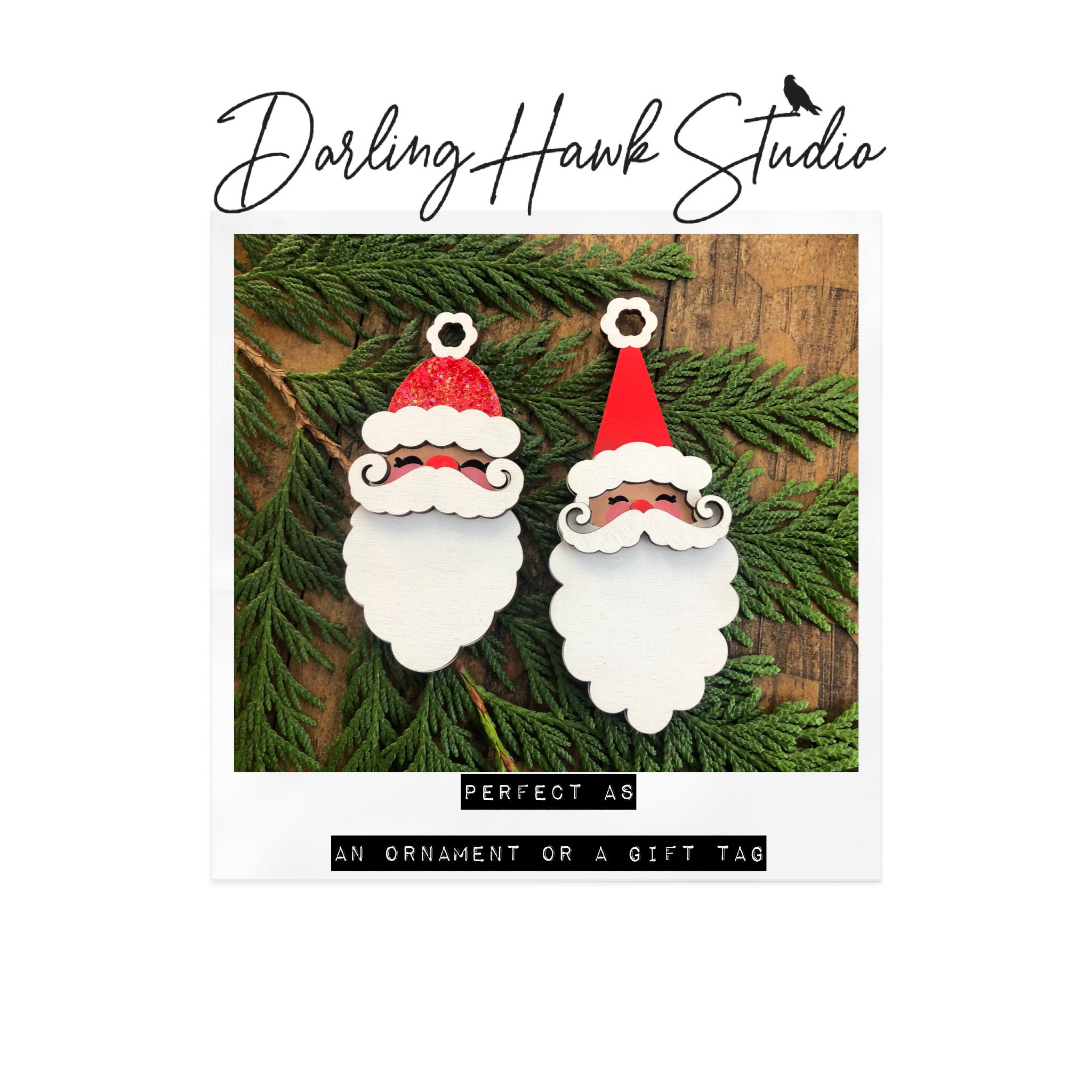 Santa Laser SVG Ornament or Gift Tag for Glowforge Laser Cut | Etsy