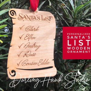 Santa's List Personalized Scroll Ornament SVG Laser Cut File Ornament ...