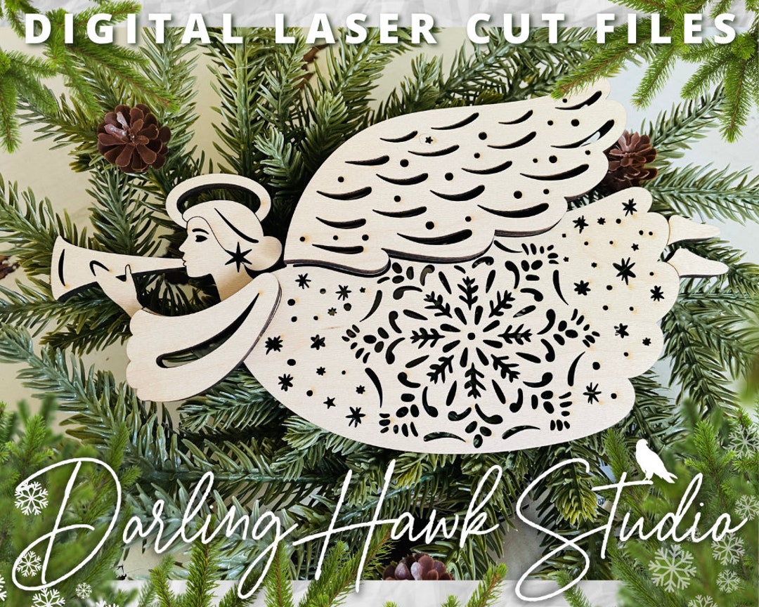 Snowflake Angel Digital Laser Cut Design Christmas Ornament SVG Angel ...