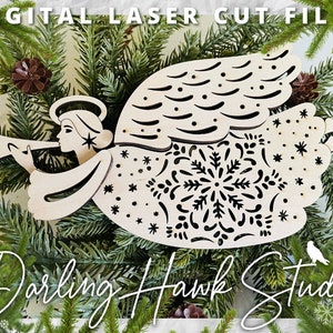 Snowflake Angel Digital Laser Cut Design Christmas Ornament SVG Angel ...