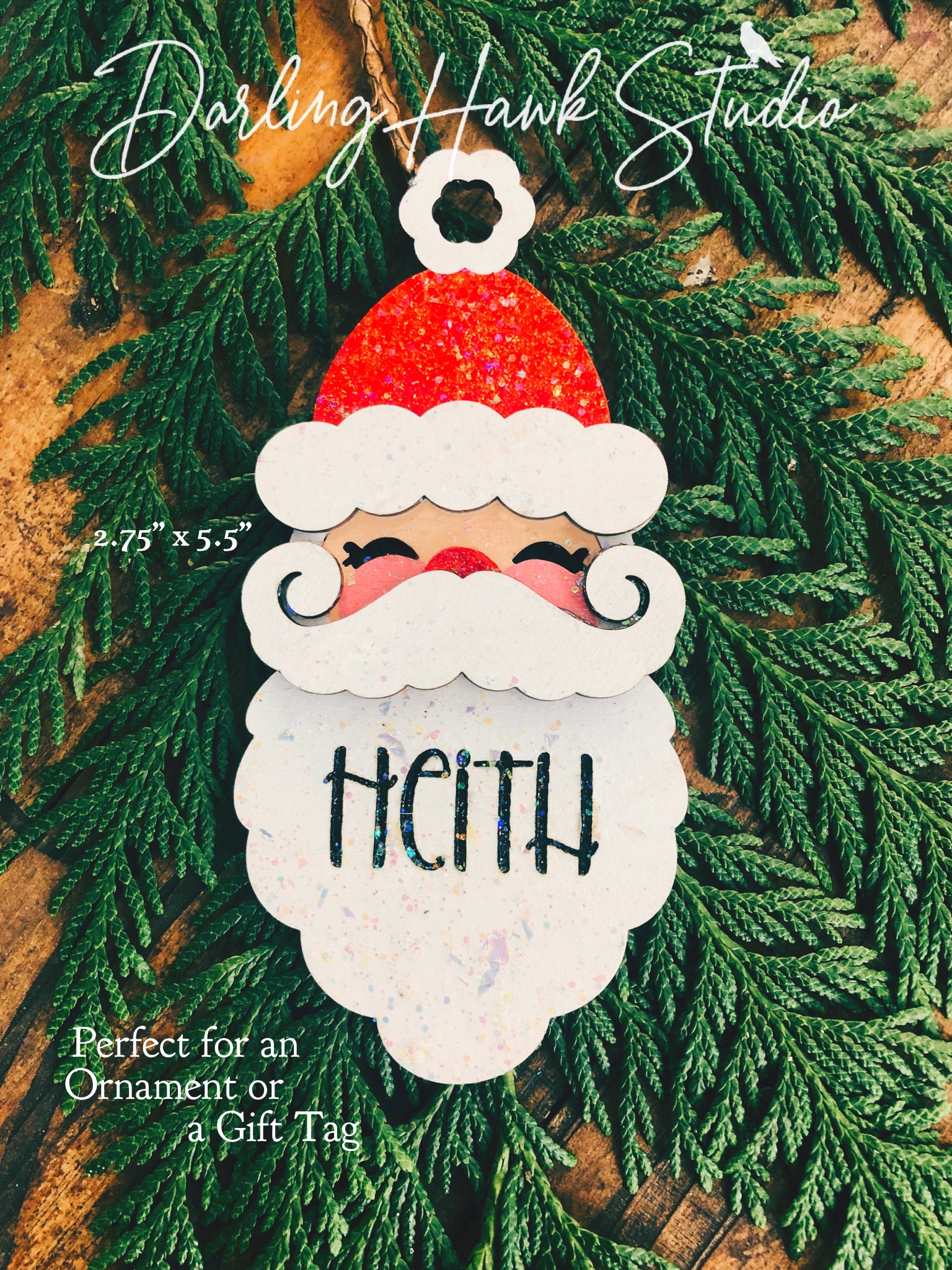 Santa Laser SVG Ornament or Gift Tag for Glowforge Laser Cut - Etsy