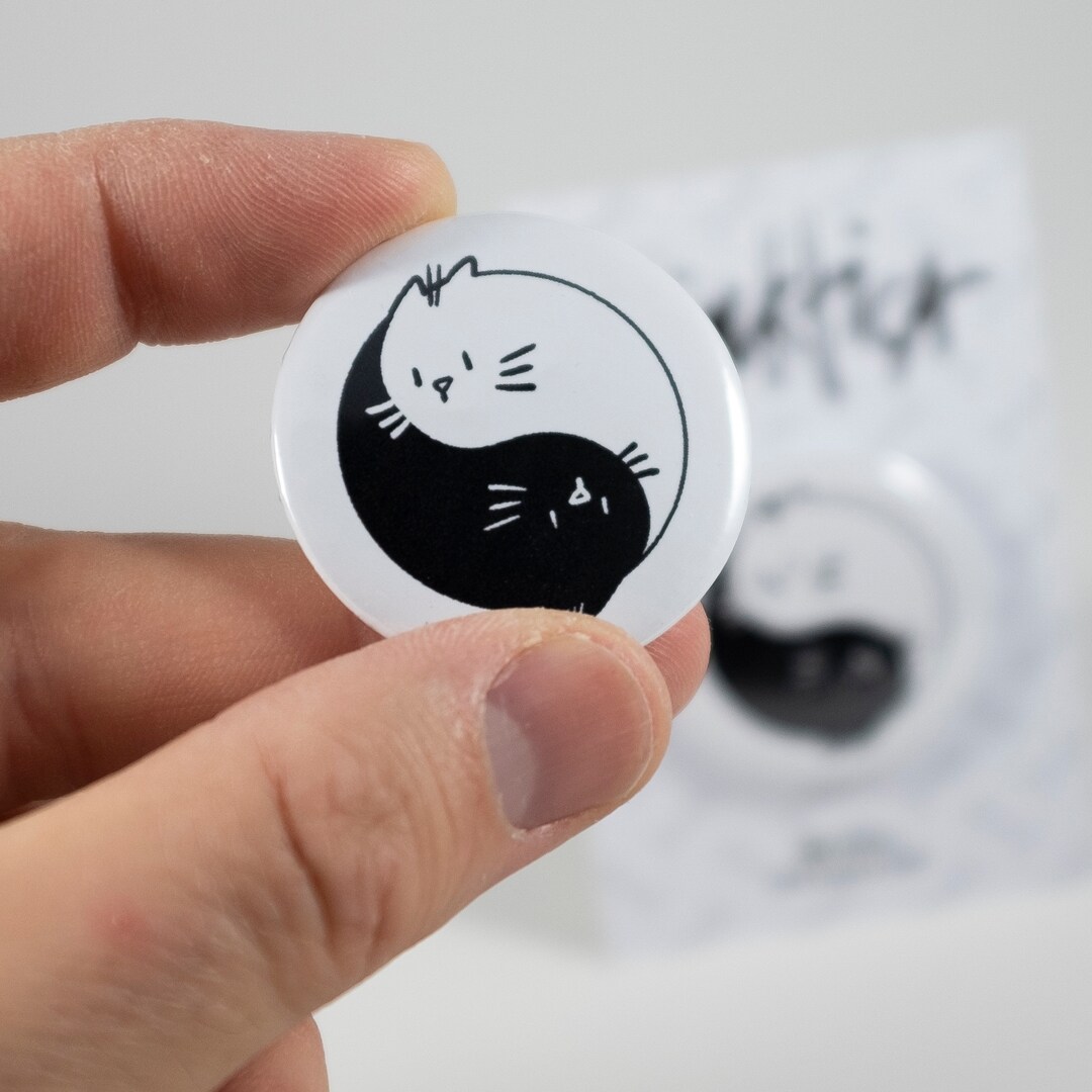 Yin Yang Cats Badge 37mm Button Badge Pin Cat - Etsy