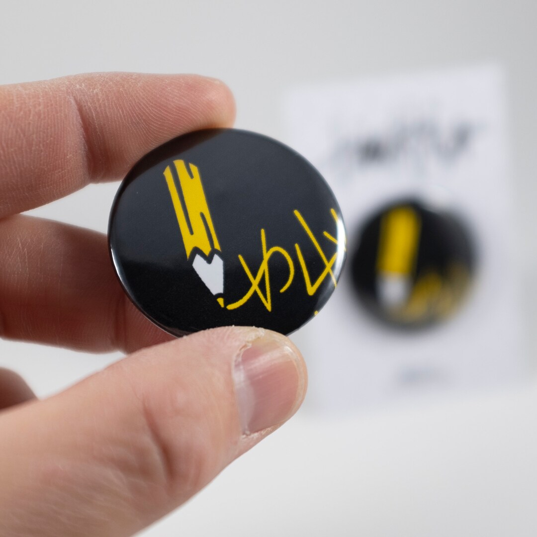 Yellow Pencil Badge 37mm Button Badge Pin Pencil - Etsy