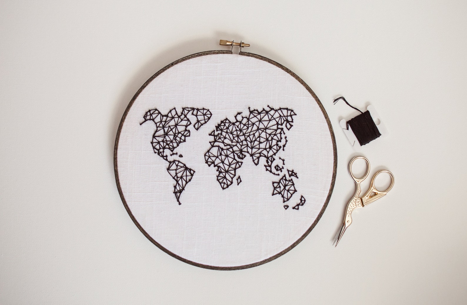 World Map 9" Embroidery - Etsy