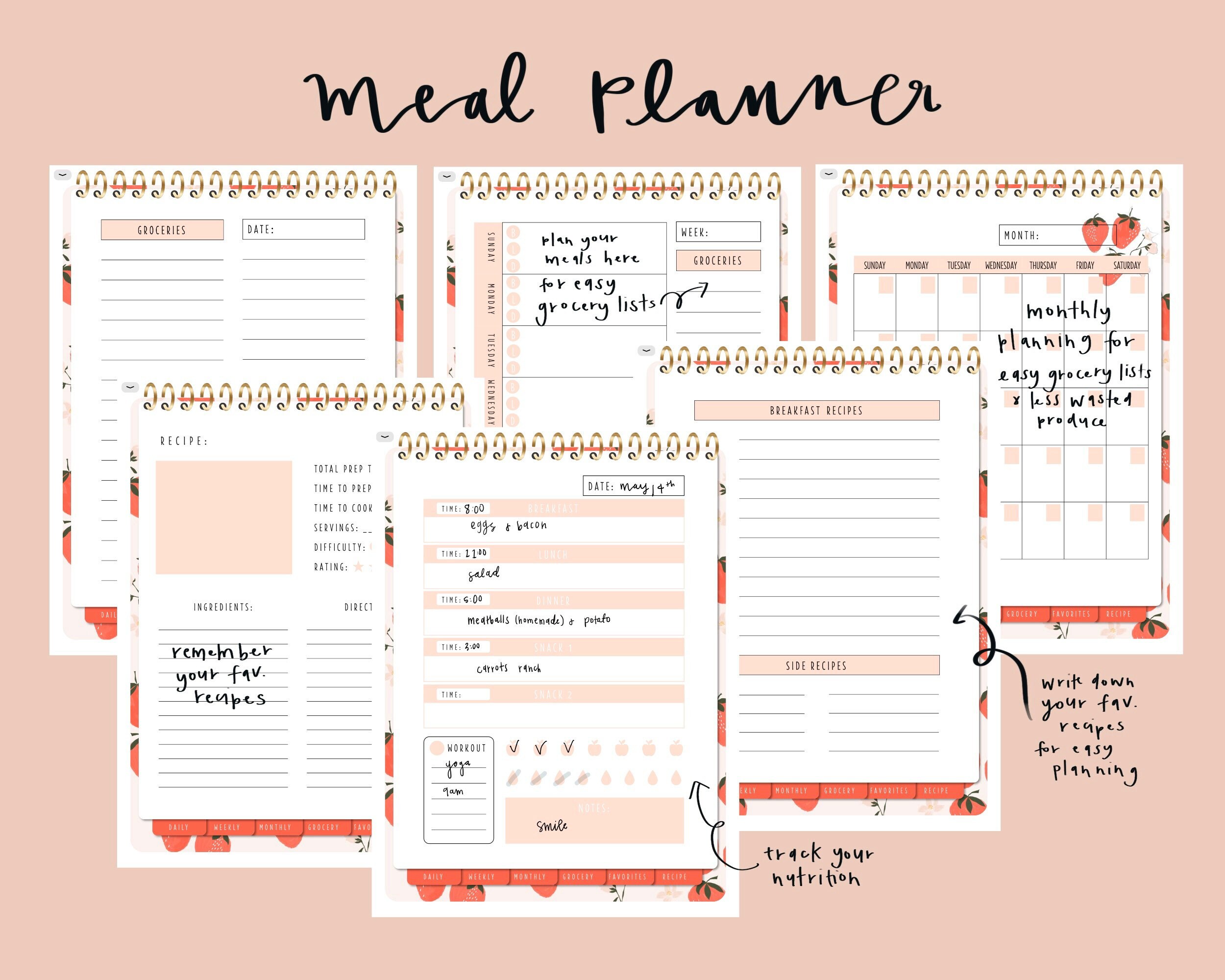 Strawberry Meal Planning Book Recipe Notebook for Goodnotes - Etsy