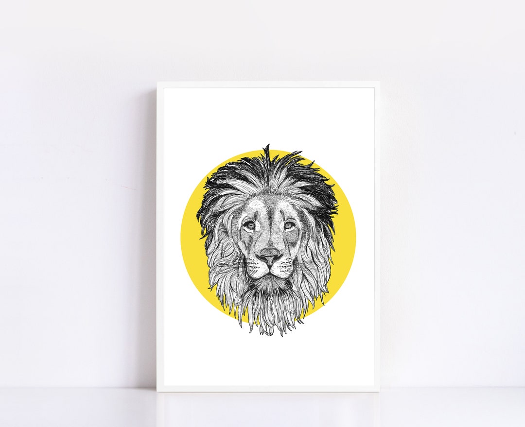 Lion Illustration Lion Print Lion Animal Print Nursery Wall Decor ...