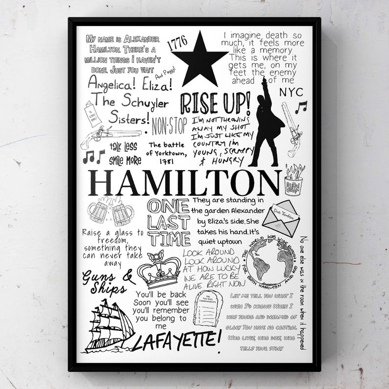 Hamilton Musical Song Doodle Sketch Poster Print - Etsy UK