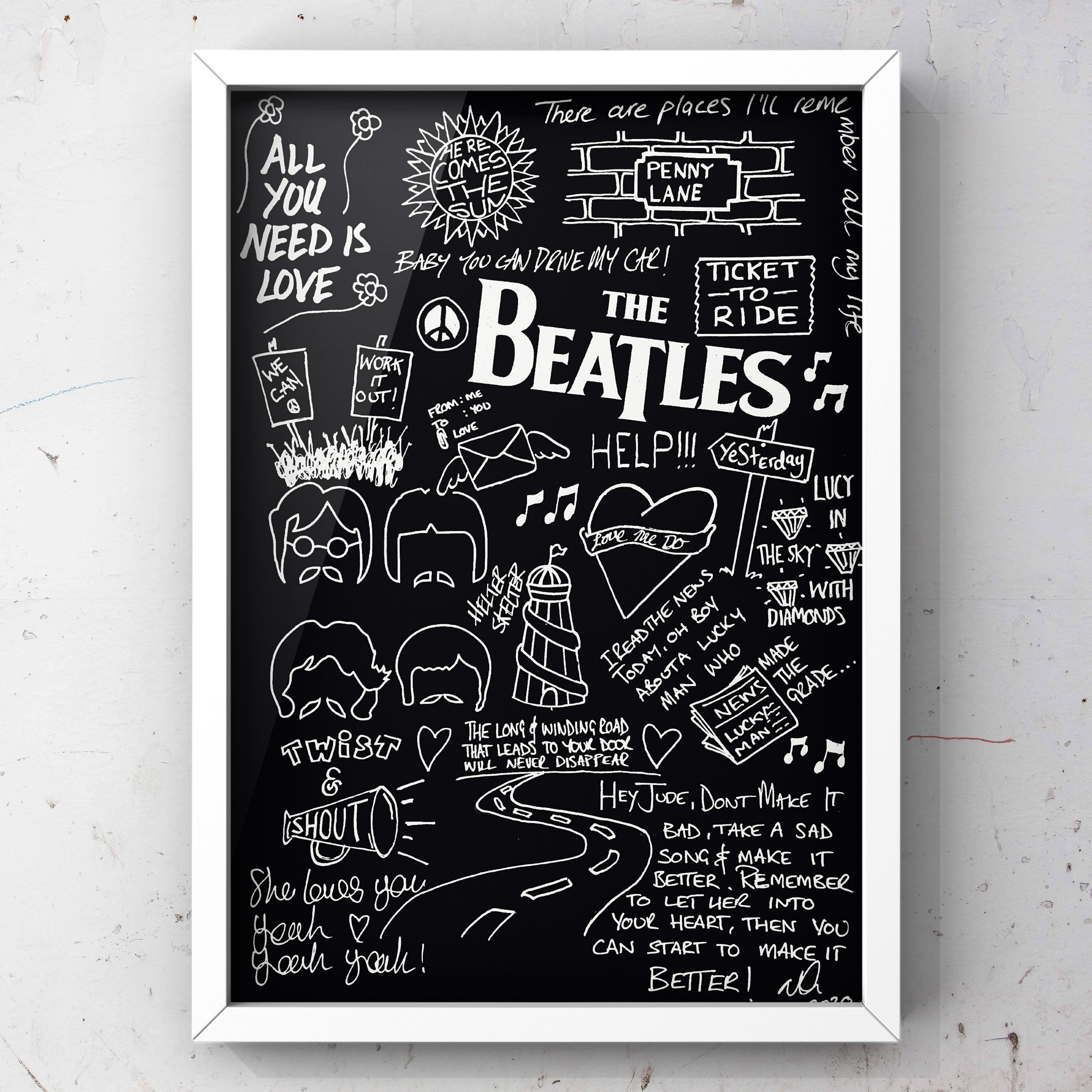 The Beatles Lyric Album Song Doodle Sketch Poster Print | Etsy
