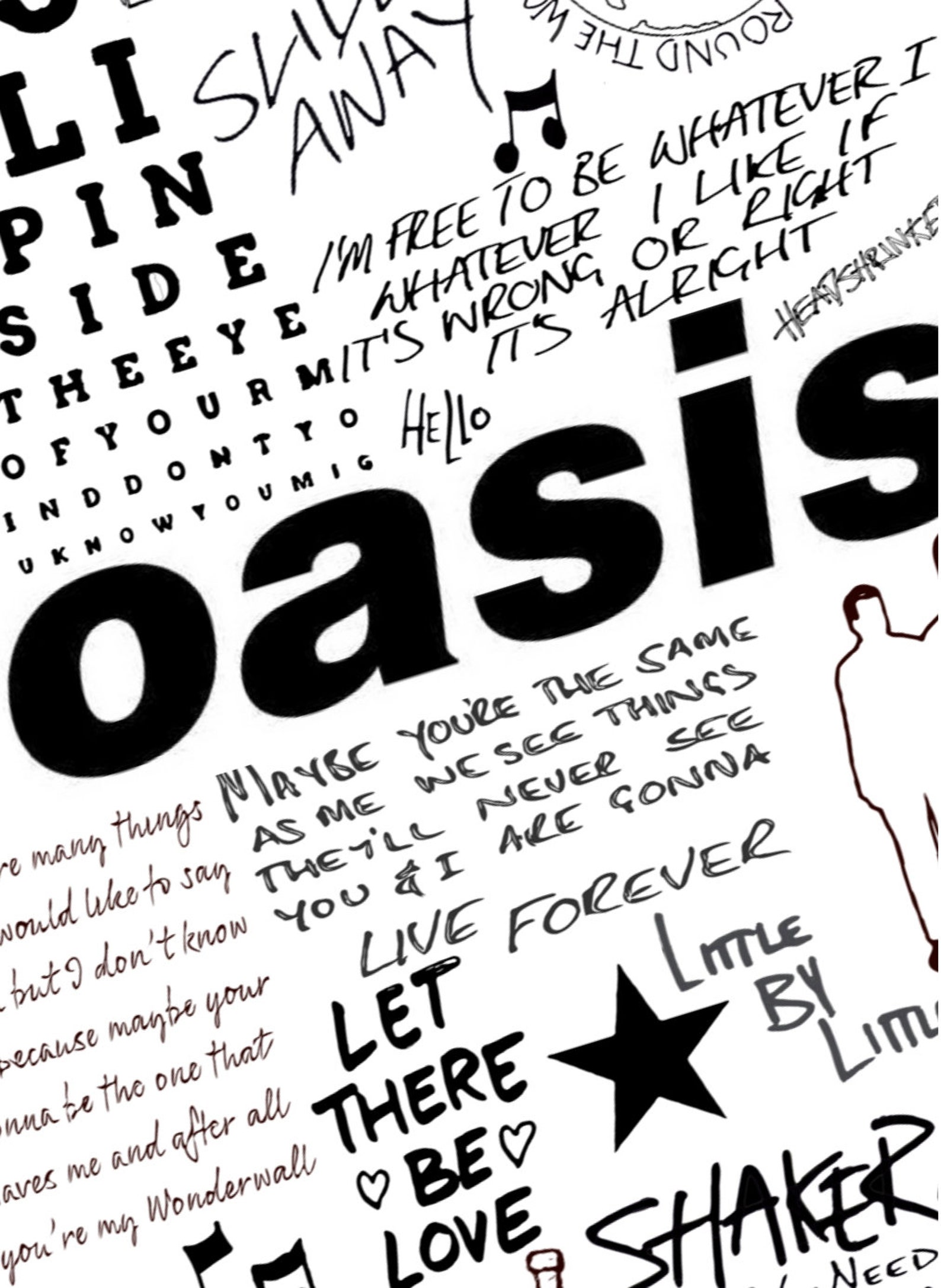 Oasis Lyric Song Album Fan Art Doodle | Etsy