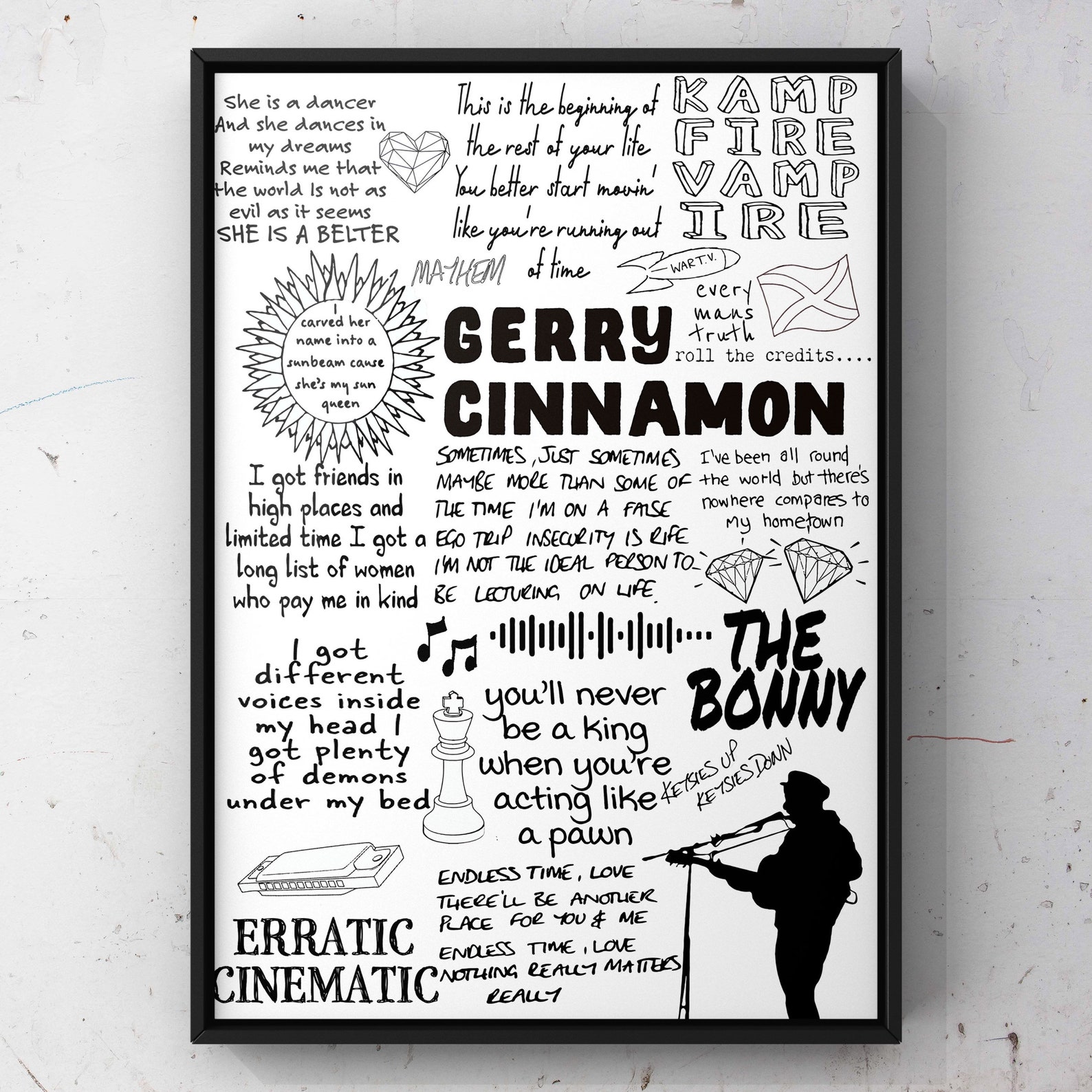 Gerry Cinnamon Lyric Album Song Doodle Sketch Poster Print - Etsy UK