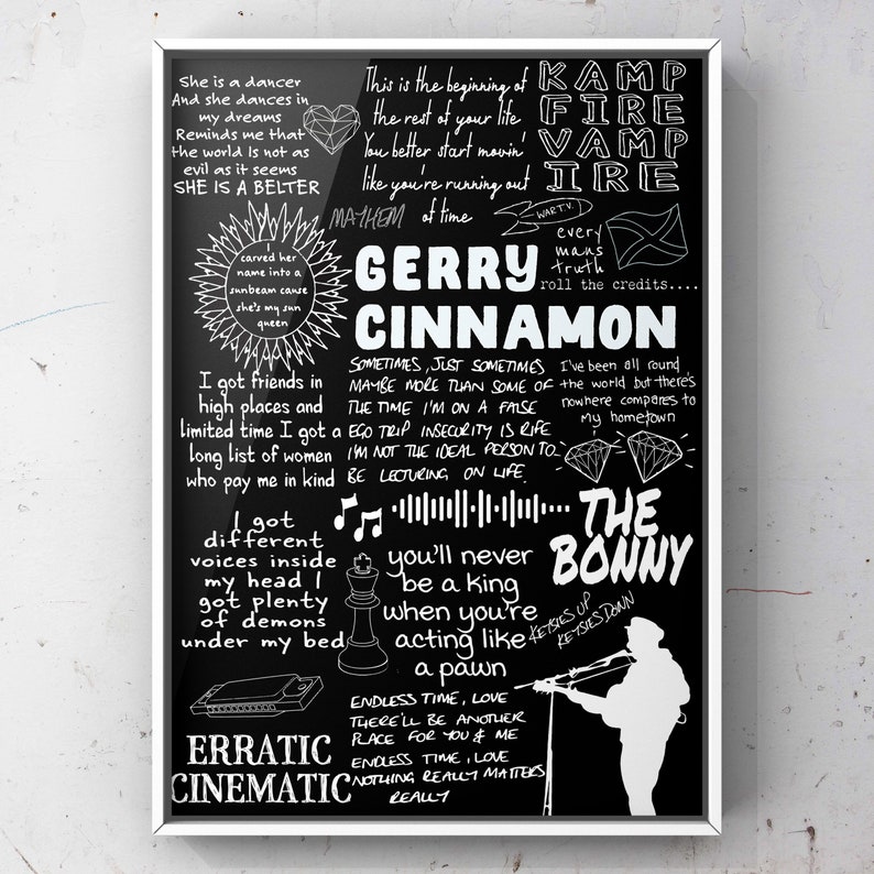 Gerry Cinnamon Lyric Album Song Doodle Sketch Poster Print - Etsy UK