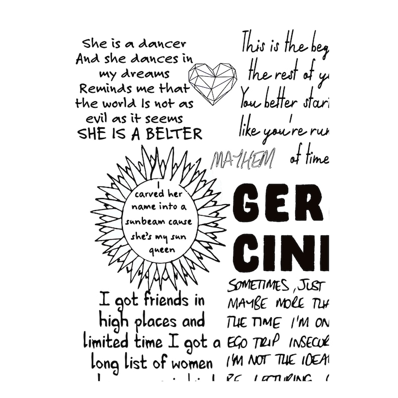 Gerry Cinnamon Lyric Album Song Doodle Sketch Poster Print - Etsy UK
