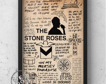 The Stone Roses Lyric Poster Features Album Artwork Music | Etsy