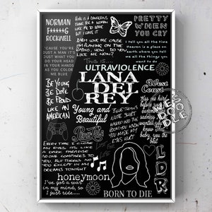 Lana Del Rey Lyric Album Song Doodle Sketch Poster Printll - Etsy