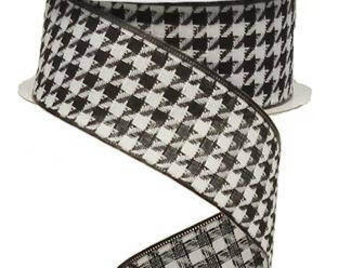 White Black Large Houndstooth Ribbon, 1.5 Inch Wired Ribbon, Alabama ...
