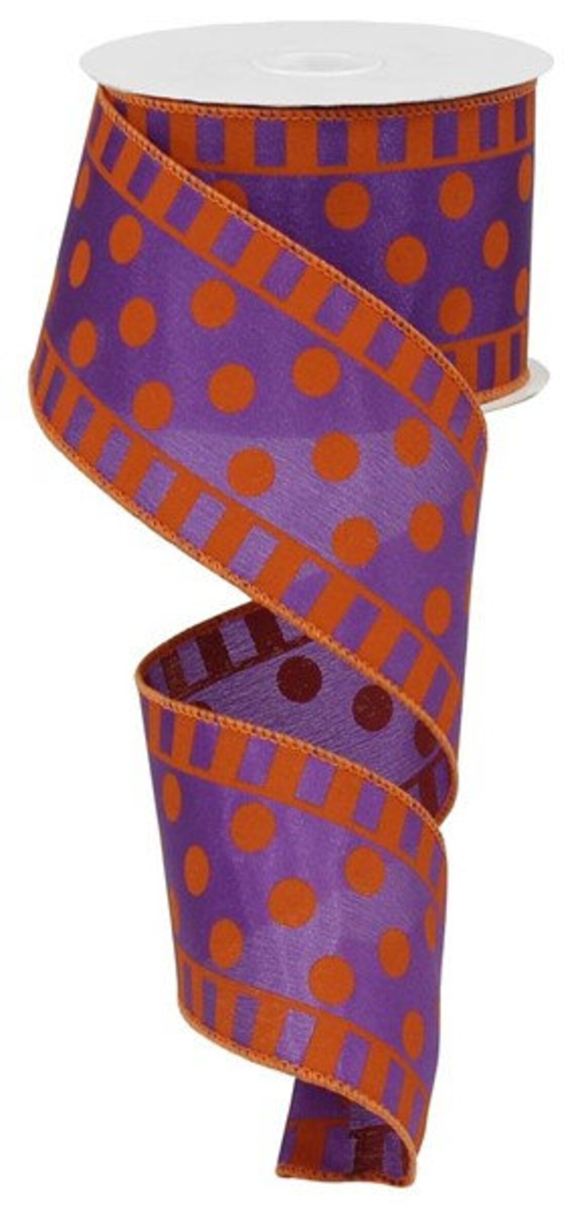 Purple Orange Dots Stripes Wired Ribbon Clemson Sports - Etsy Canada