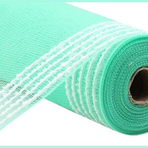 Mint Green Wide Border Drift White 10 Inch Mesh, Mint Green White 10 ...