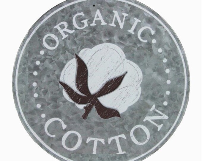 Organic Cotton Metal Sign, 12" Metal Oraganic Cotton With Cotton Pod ...