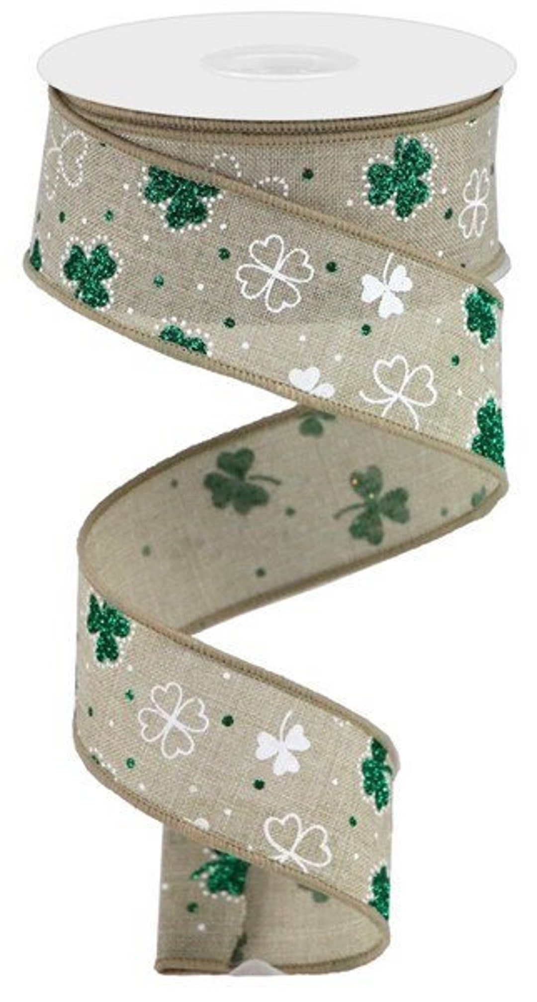 St. Patty's Day Ribbon, 1.5" Clover Ribbon, Glitter Shamrock Ribbon ...