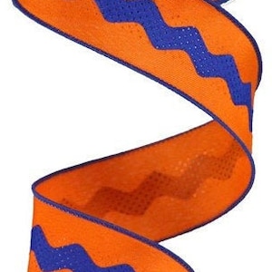 Royal Blue and Orange Wired Ribbon 1.5 Royal and Orange | Etsy