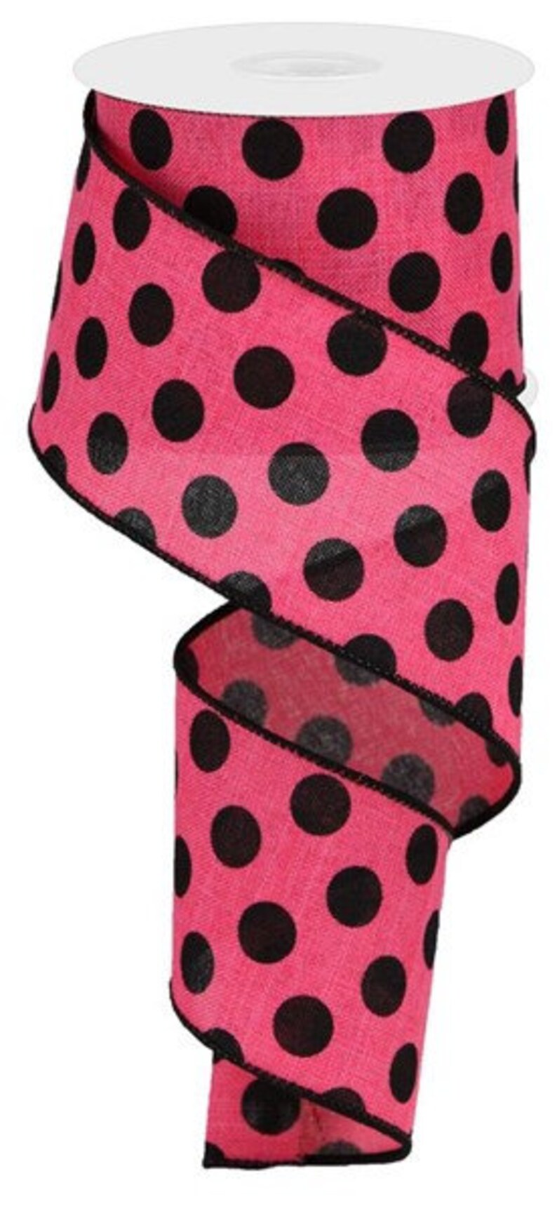 Hot pink and black dot wired ribbon Hot pink ribbon black | Etsy