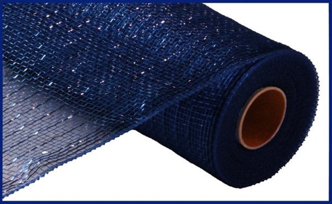 Navy Blue Mesh, 10 Inch Navy Blue Royal Blue Foil Deco Mesh Roll, Navy ...