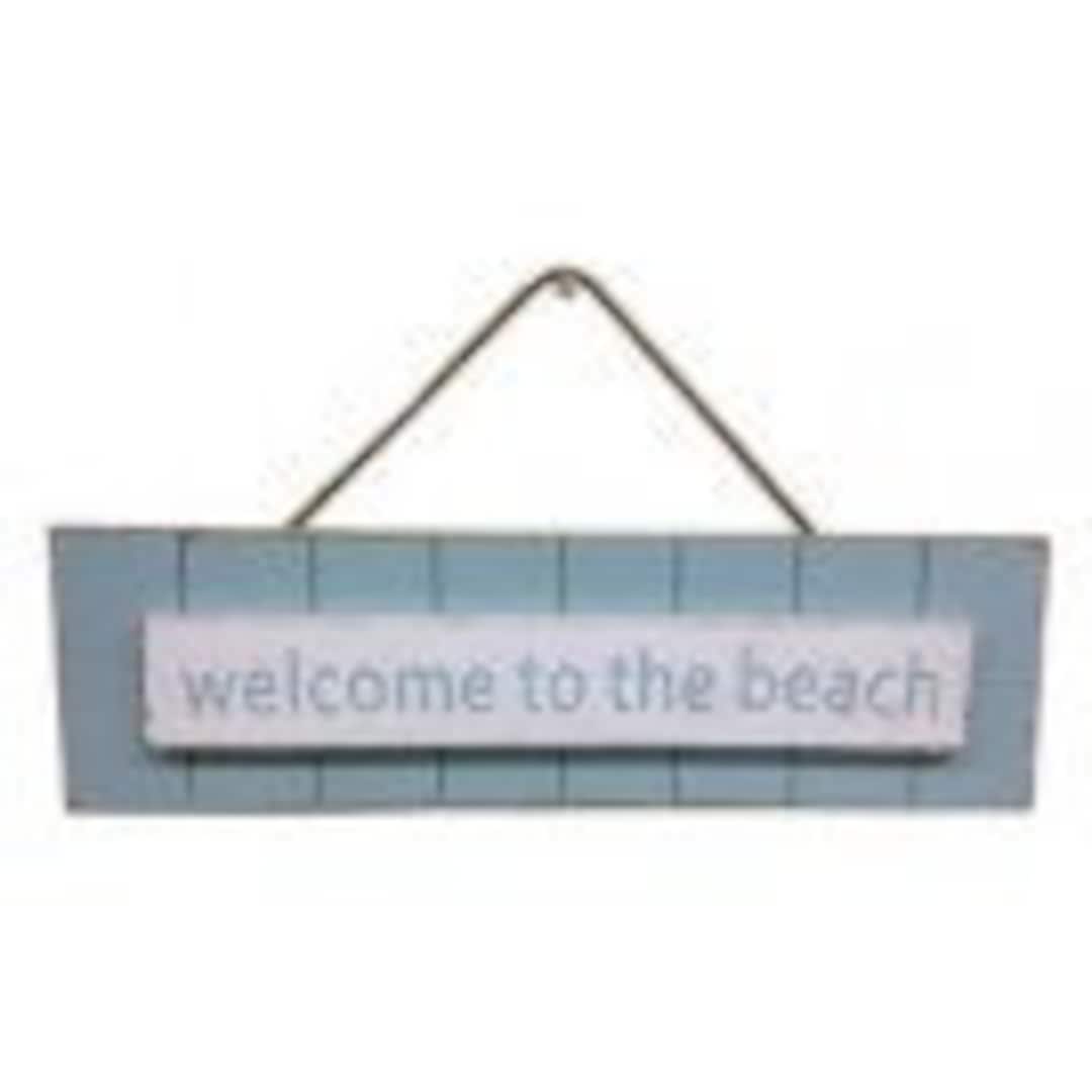 White Blue Welcome to the Beach Sign, 15.75 Inch Beach House Sign ...